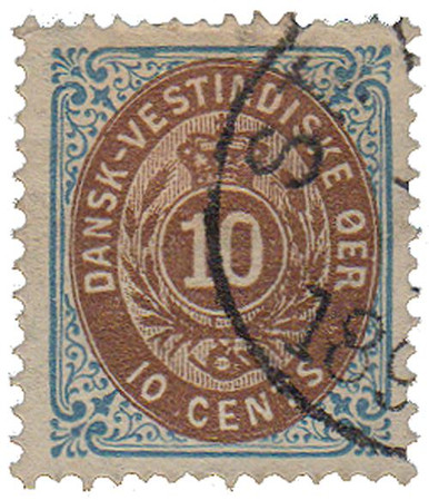 DWI10c - 1876 10c Blue & Brown, Danish West Indies, Inverted Frame ...