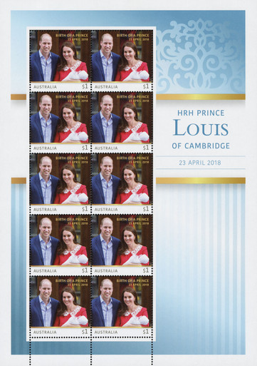 M12311 - 2018 $1 Will & Kate Holding Prince Louis of Cambridge sheet of ...