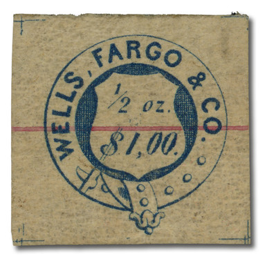 143L6 - 1861 $1 Wells Fargo & Co., Blue on Thin Wove Paper - Mystic ...