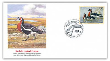 7279833 - 2003 F.s. 0,90 GN Red-breasted Goose FDC - Mystic Stamp Company