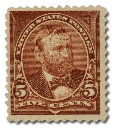 270 - 1895 5c Ulysses S. Grant, Chocolate, Double Line Watermark, Perf ...