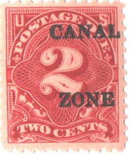 CZJ19 - 1925 2c Canal Zone Postage Due, Carmine Rose, Overprint Type B ...