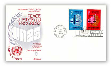 8A214P - 1970 6c/13c Peace/Justice - Mystic Stamp Company