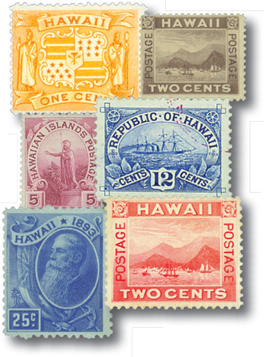 H74//H81 - 1894-99 Hawaii, Set of 6 Stamps - Mystic Stamp Company