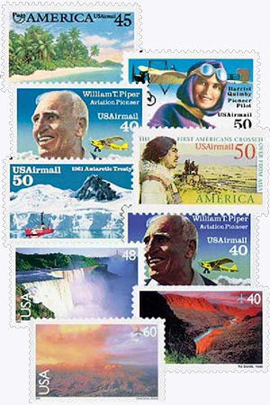 C127-35 - 1990-2000 U.S. Airmails, Set of 9 Stamps - Mystic Stamp Company
