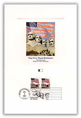 55901 - 1991 Flag Over Mount Rushmore 29c Proofcard - Mystic Stamp Company