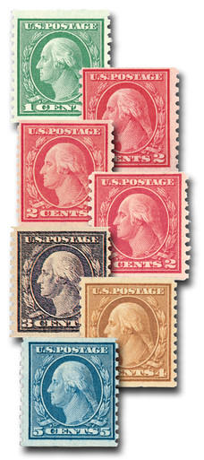 452-58 - 1914-16 Regular Issues, Single Line Watermark, Perf. 10 ...