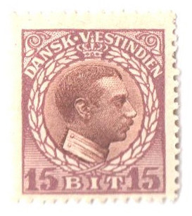 DWI53 - 1915 15b King Christian X, Lilac & Red Brown, Danish West ...
