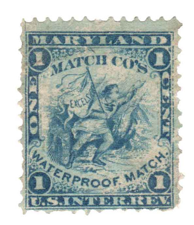 RO131b - 1871-77 1c Maryland Match Co. Waterproof Match, Blue, Silk ...