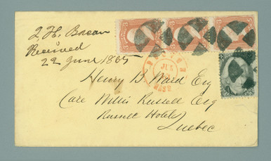 MRS1693 - 1865 Cover Boston MA to Quebec Canada (#65) - Mystic Stamp ...