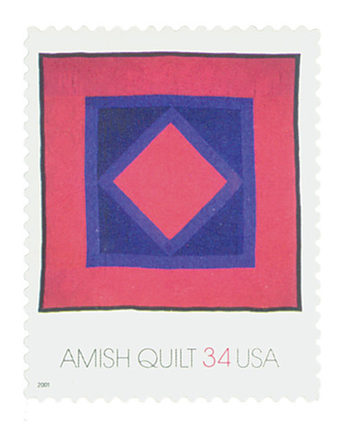 3524 - 2001 34c Amish Quilts: Diamond in Square - Mystic Stamp Company