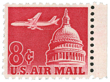 C64a - 1963 8c Airliner & Capitol Dome, Tagged - Mystic Stamp Company