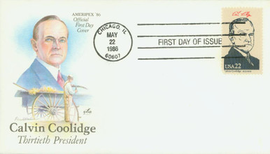 2219b - 1986 22c AMERIPEX '86: Calvin Coolidge - Mystic Stamp Company