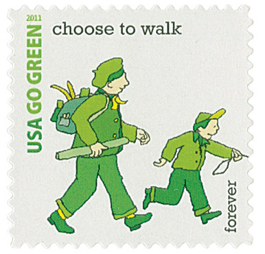 4524e - 2011 First-Class Forever Stamp - Go Green: Choose to Walk ...
