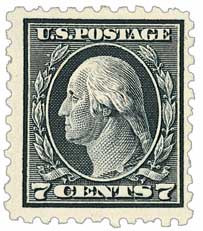 430 - 1914 7c Washington, Black, Single Line Watermark, Perf. 10 ...
