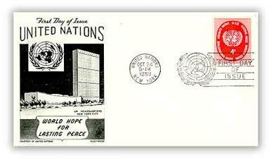 8A63 - 1958 4c United Nations Emblem - Mystic Stamp Company
