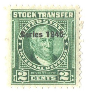 RD187 - 1945 2c Stock Transfer Stamp, bright green, watermark, perf 11 ...