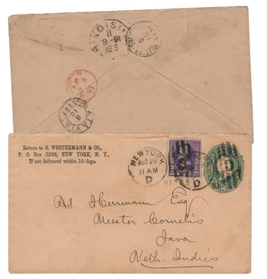MRS975 - 1890 2c Entire & 3c Jackson (Scott #221) on 1891 Cover to Java ...