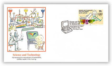 7250924 - 1992 UN NY 50c Science & Technology - Mystic Stamp Company