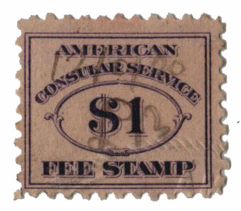 RK10 - 1906 $1 American Consular Service Fee Stamp, Dark Violet, Perf ...