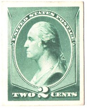 213P4 - 1887-88 2c green, Plate on card - Mystic Stamp Company