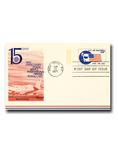 UXC11 - 1971 15c Air Mail First Day Postal Card, Visit the USA - Mystic ...