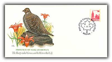 46511 - 1978 BFC Comm. Cover Saskatchewan - Grouse - Mystic Stamp Company