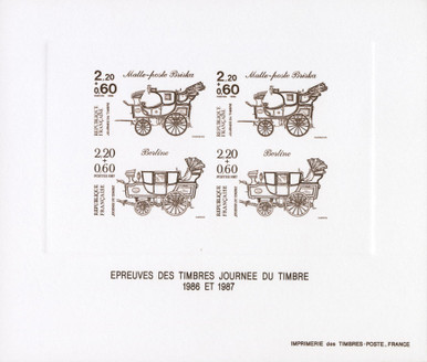 71625B - 1986 France 2.20+0.60 Mail Coach - Mystic Stamp Company