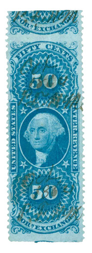 R56b - 1862-71 50c U.S. Internal Revenue Stamp, Foreign Exchange, Blue ...