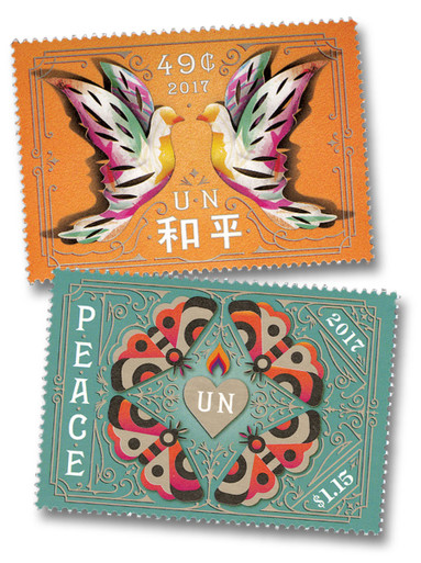 UN1172-73 - 2017 International Day of Peace, 49c Doves & $1.15 Moths ...