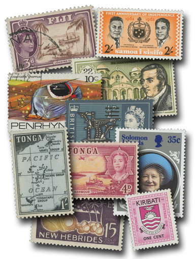 MP2155 - 48 Different British Pacific Islands Stamps - Mystic Stamp Company