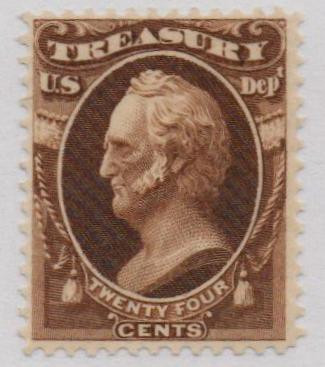 O80 - 1873 24c Treasury Department Official, Brown, Hard Paper - Mystic ...