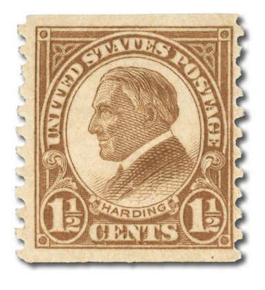 598 - 1925 1 1/2c Harding, Deep Brown, Perf. 10 Vertically - Mystic ...