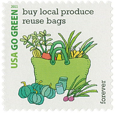 4524a - 2011 First-Class Forever Stamp - Go Green: Buy Local Produce ...
