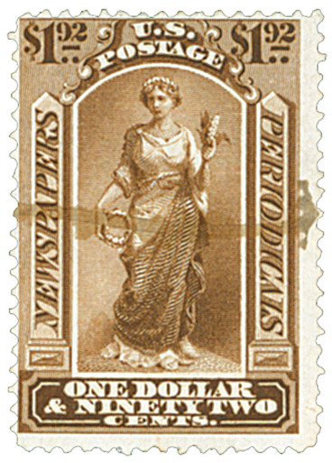 PR24 - 1875 $1.92 Newspaper & Periodical Stamp, Dark Brown, Hard Paper ...