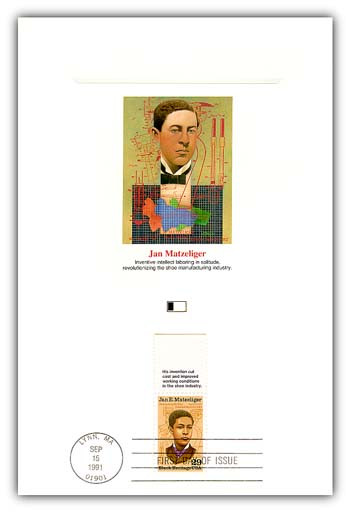 55917TC - 1991 29c Jan Matzeliger tab 3 PFCD - Mystic Stamp Company