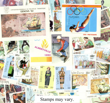M5019 - 1992 Laos set of 39 stamps & 3 S/S, mint - Mystic Stamp Company