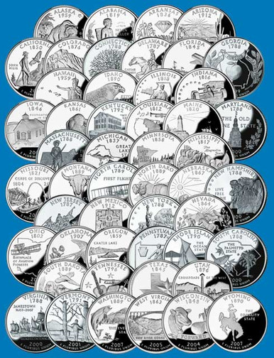 M10255 - 1999-2008 US Statehood Quarters D Mint, set of 50 - Mystic ...