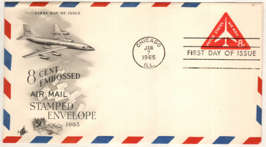 UC37 - 1965-67 8c Air Post Stamped Envelope, Jet Airliner, Red - Mystic ...