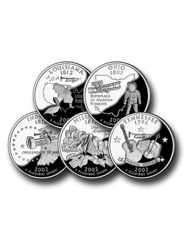 CN200225D - 2002 U.S. Statehood Quarters, D Mint set of 5 - Mystic ...