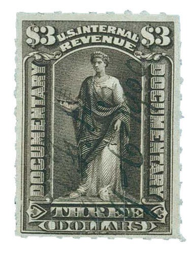 R174 - 1898 $3 Documentary, Dark Brown, Rouletted 5.5 - Mystic Stamp ...