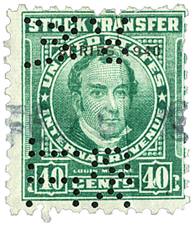 RD76 - 1940 40c Stock Transfer Stamp, Bright Green - Mystic Stamp Company