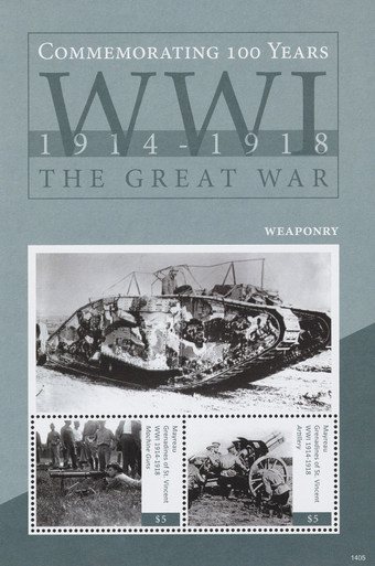 M12333 - 2014 $5 Commemorating World War I 1914-1918; Weaponry ...