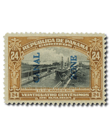 CZ51 - 1917 24c S. S. Cristobal in Gatun Locks, Yellow Brown & Black ...