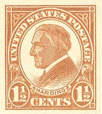 576 - 1925 1 1/2c Warren G. Harding, Yellow Brown, Imperf. - Mystic ...