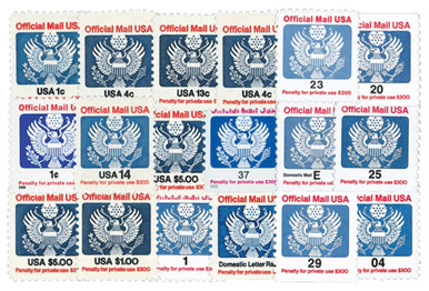 O127/163 - 1983-2009 US Official Mail, Set of 35 Stamps - Mystic Stamp ...