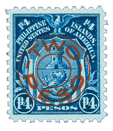 PH369 - 1932 2p on 4p Arms of City of Manila, Dark Blue, Philippine ...