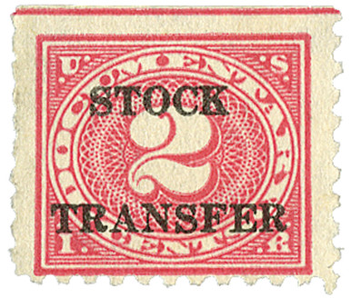 RD33 - 1920 2c Stock Transfer Stamp, Carmine Rose, Perf. 11, Horizontal ...