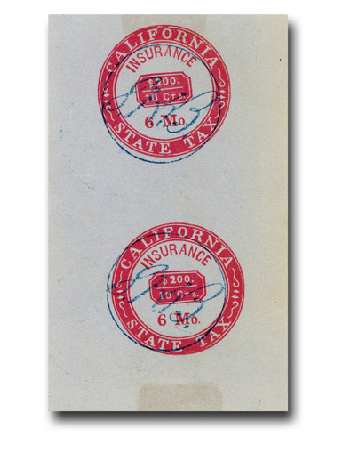 MA1951 - 1858-61 10c on $200, California Insurance Stamp, SHB Hand ...
