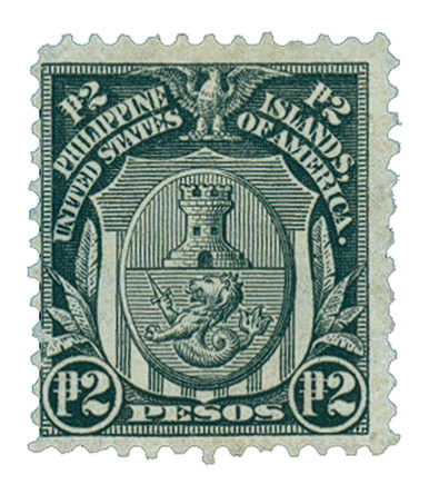 PH252 - 1906 2p Arms of City of Manila, Black, Philippines Regular ...